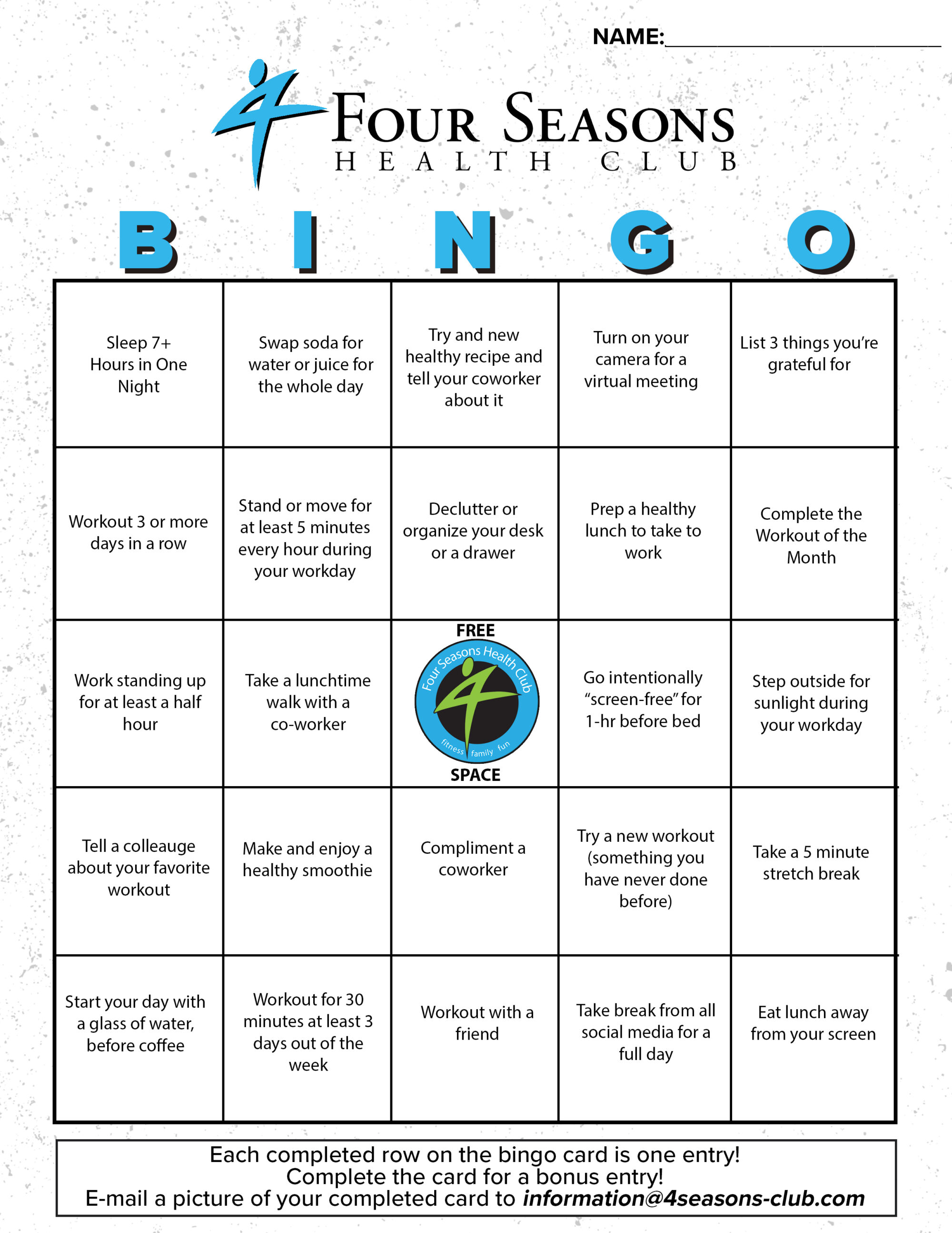 Fitness Bingo Challenge - Four Seasons Health Club